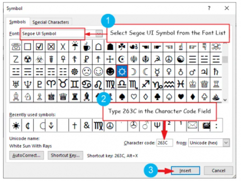 How to write/type Sun symbol/emoji on keyboard- Alt + 15 | Justfreetools